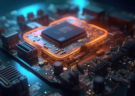 Digital Processor Technology Circuit Board Neon Color Background Ai Computer Processor