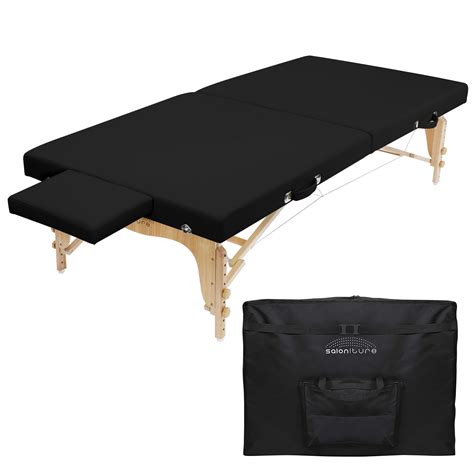 Saloniture Professional Portable Folding Wide Massage Table Black