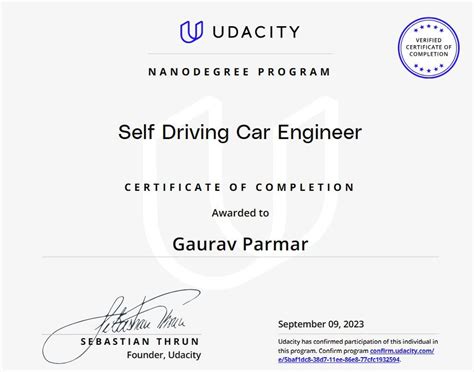 Gaurav Parmar On Linkedin Successfully Graduated From The Self Driving Car Engineer Nanodegree