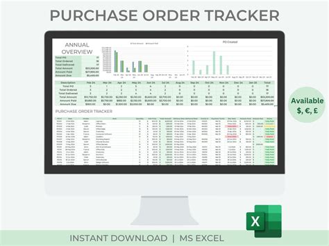 Purchase Order Tracker Spreadsheet Order Delivery Tracker Payment