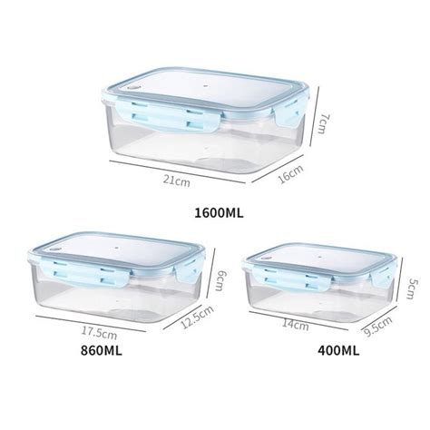 3pcs Rectangle Square Plastic Storage Container Se Grandado