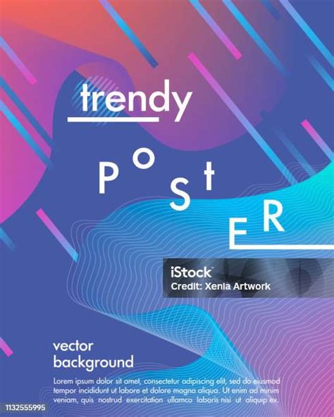 흐르는 액체 모양과 기하학적 요소와 트 렌 디 한 네온 포스터 활력에 대한 스톡 벡터 아트 및 기타 이미지 활력 0명 3차원 형태 Istock