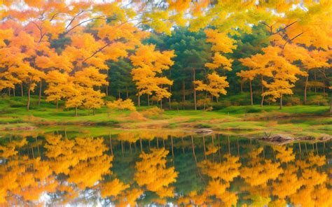 Beautiful Fall Scenery With Water