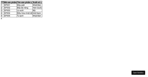 Sorttable Codesandbox