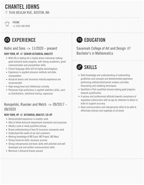 Actuarial Analyst Resume Samples Velvet Jobs