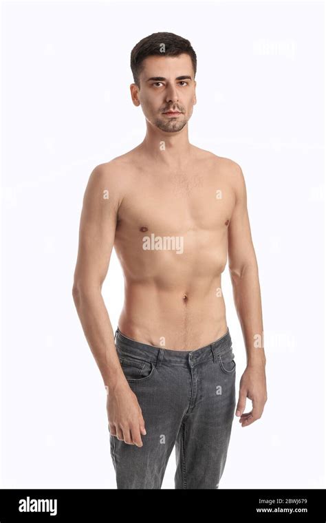 Homme Anorexique Slim Man Or Bearded Hipster Guy With Anorexia Stock
