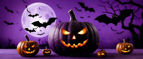 보라색 호박과 박쥐가 있는 할로윈 배경 할로윈 보라 호박과 박쥐 배경 일러스트 및 사진 무료 다운로드 Pngtree