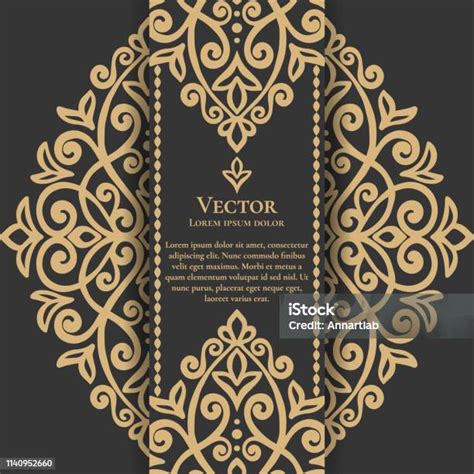 블랙 배경 골드 빈티지 인사말 카드 디자인입니다 고급 벡터 장식 템플릿입니다 만다라 초대장 전단지 메뉴 브로셔 배경 화면 장식 또는 원하는 아이디어에 좋습니다 0명에 대한