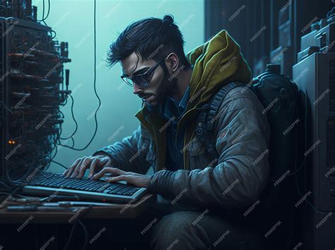 Premium Photo Smart Male It Programer Working On Desktop Computer In