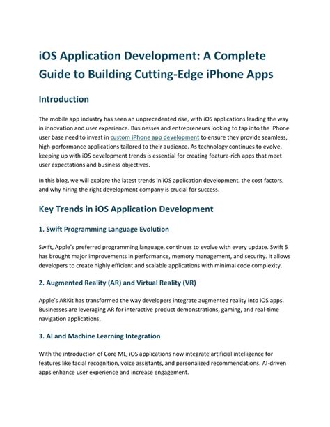 ppt ios application development a complete guide to building cutting