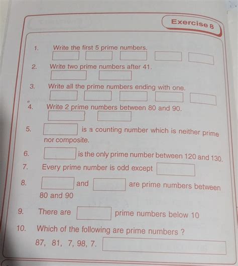 Exercise 81 Write The First 5 Prime Numbers 2 Write Two Pri