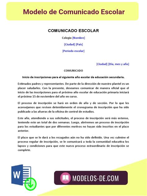 Comunicado Escolar Pdf