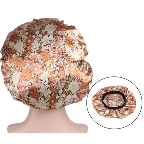 Badu Bg Сладка дамска сатенена шапка за спане с флорални леопардови салони нощна шапка