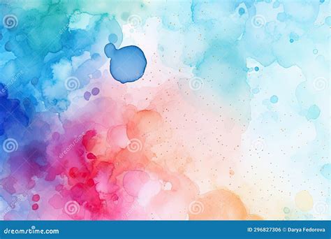 Rainbow Blobs Watercolor Pattern On White Background Abstract Grunge Texture Stock Illustration