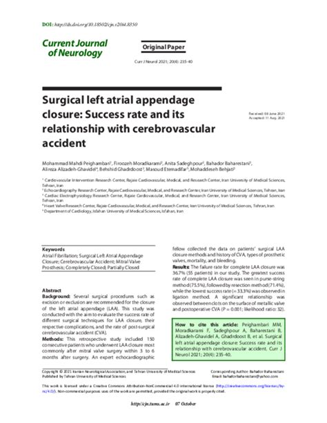 Pdf Surgical Left Atrial Appendage Closure Success Rate And Its Relationship With