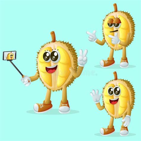 Cute Durian Characters As Narcissistic Stock Vector Illustration Of