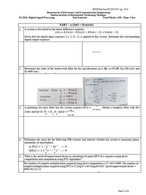 ec2032 dsp qp end 2024 pdf sampling signal processing filter signal processing