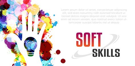 소프트 스킬 또는 리더십 지식 개념 페인트 스플래쉬 디자인 요소가 있는 수평 벡터 포스터 개념에 대한 스톡 벡터 아트 및 기타 이미지 개념 개선 개성 개념 Istock