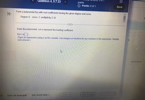 Solved Form A Polynomial F X With Real Coefficients Having Chegg