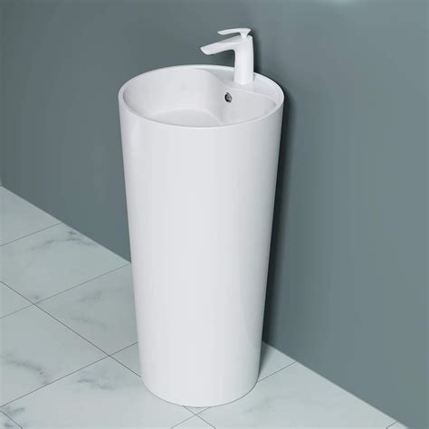 Doporro Lavabo Colonne Rond Blanc Vasque Sur Pied Colossum35 Solid