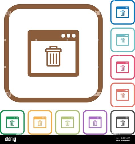 Application Delete Simple Icons In Color Rounded Square Frames On White