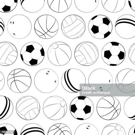 다른 스포츠 볼 벡터 원활한 패턴 웹 디자인 로고 아이콘 앱 Ui를 위한 플랫 벡터 일러스트레이션 가죽에 대한 스톡 벡터 아트 및 기타 이미지 Istock
