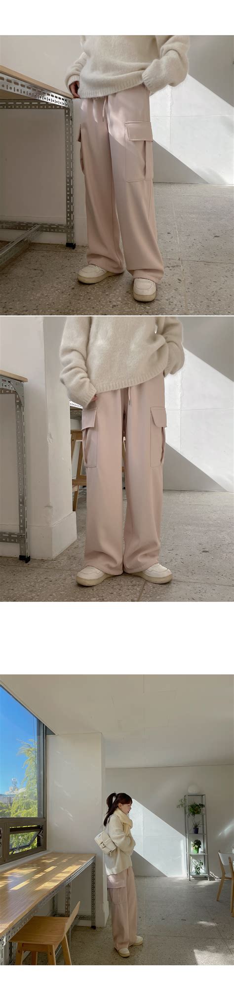 기모밴딩투웨이 따뜻한 카고 조거 밴딩팬츠 와이드허리밴딩트레이닝바지기장별 고고싱