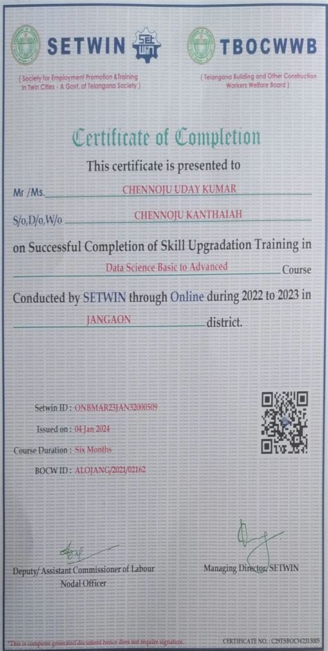 completion of data science with python course uday kumar chennoju