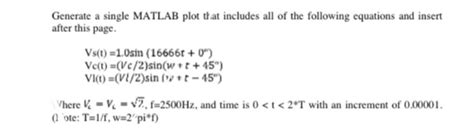 Solved Generate A Single Matlab Plot That Includes All Of