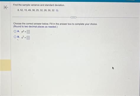 Solved Find The Sample Variance And Standard Deviation Chegg