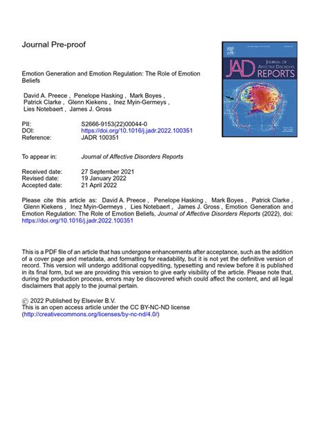 Emotion Generation And Emotion Regulation The Role Of Emotion Beliefs