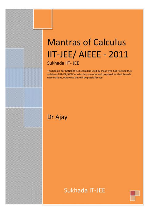 Calculus For Iit Jee