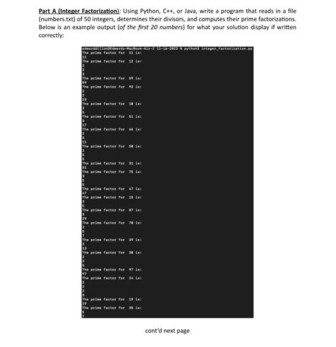 Solved Part A Integer Factorization Using Python C