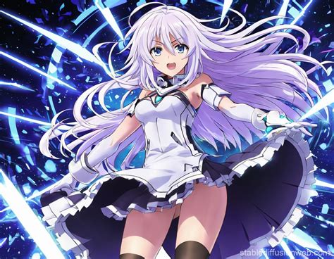 Hyperdimension Neptunia Blackandwhite Long Skirt Animation Prompts