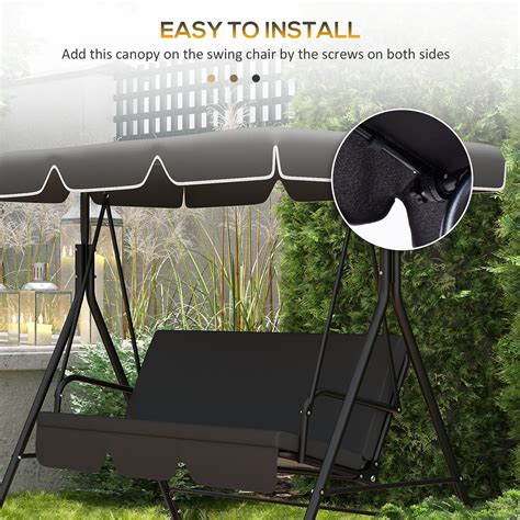 2 Seater Garden Swing Canopy Replacement Cover Uv50 Sun Shade Canopy