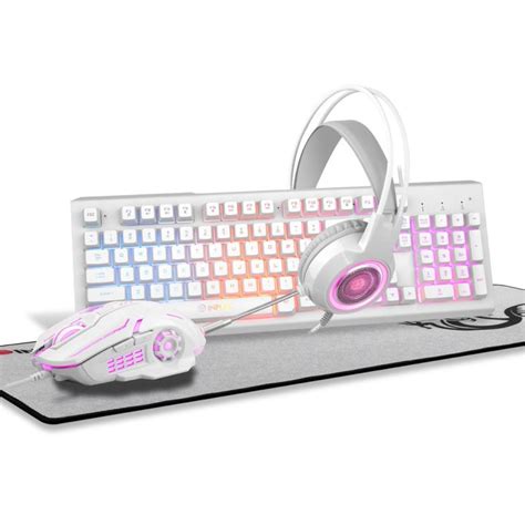 Metoo Keyboard Set Game Stx540 4en1 Bundle White Backlit Keyboard And Mouse Headset Mouse Pad