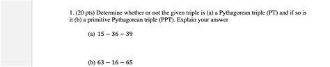 Solved Pts Determine Whether Or Not The Given Triple Chegg