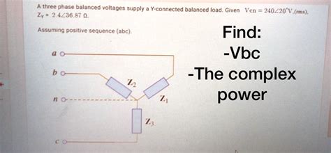SOLVED A Three Phase Balanced Voltages Supply A Y Connected Balanced Load Given Vcn 24020Vrms Z