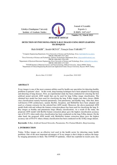 pdf detection of pneumonia from x ray images using deep learning