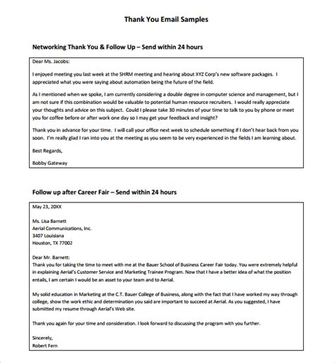 Follow Up Email After Job Interview Sample Free Documents