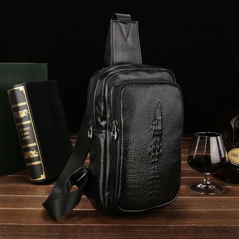 Leather Mens Cool Sling Bag Crossbody Bag Chest Bag For Men Outdoor
