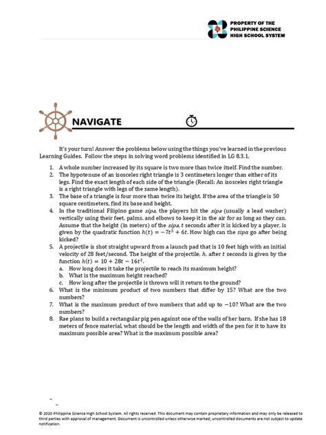 08 3 2 Word Problems Applications Of Quadratics Pdf Quadratic Equation Equations