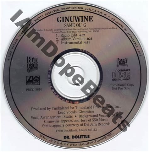Iamdopebeats Catalog Ginuwine Same Ol G Promo Cdr