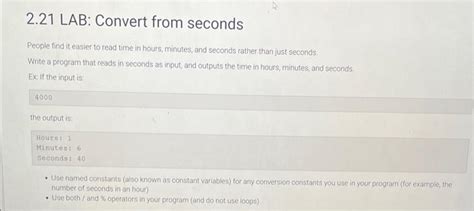 solved 2 21 lab convert from seconds people find it easier