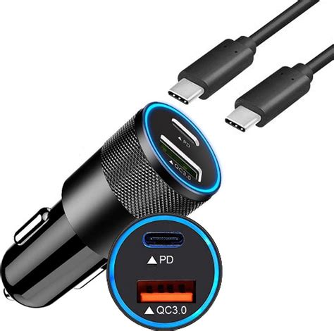 Autolader USB C USB C USB C Kabel Meter Auto Oplader USB C