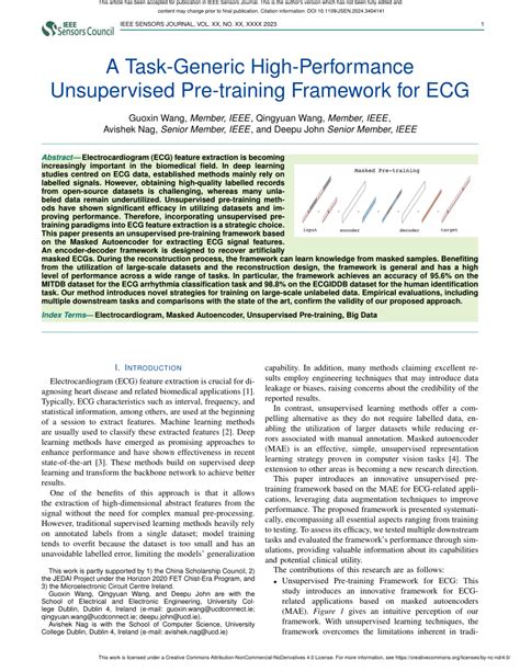 PDF A Task Generic High Performance Unsupervised Pre Training Framework For ECG