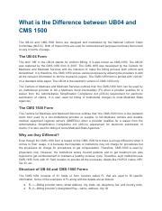 Comparison Of UB 04 And CMS 1500 Forms Course Hero