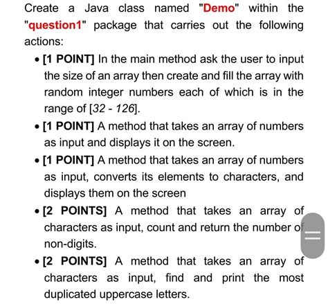 solved create a java class named demo within the