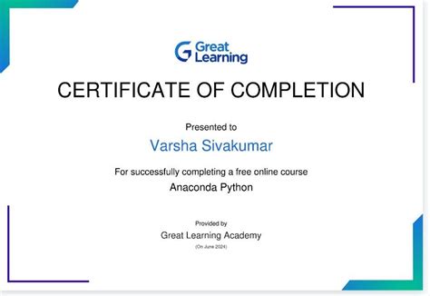 varsha sivakumar on linkedin completed my certification in great
