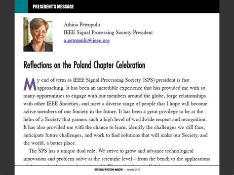 Ieee Signal Processing Magazine November 2023presidents Message